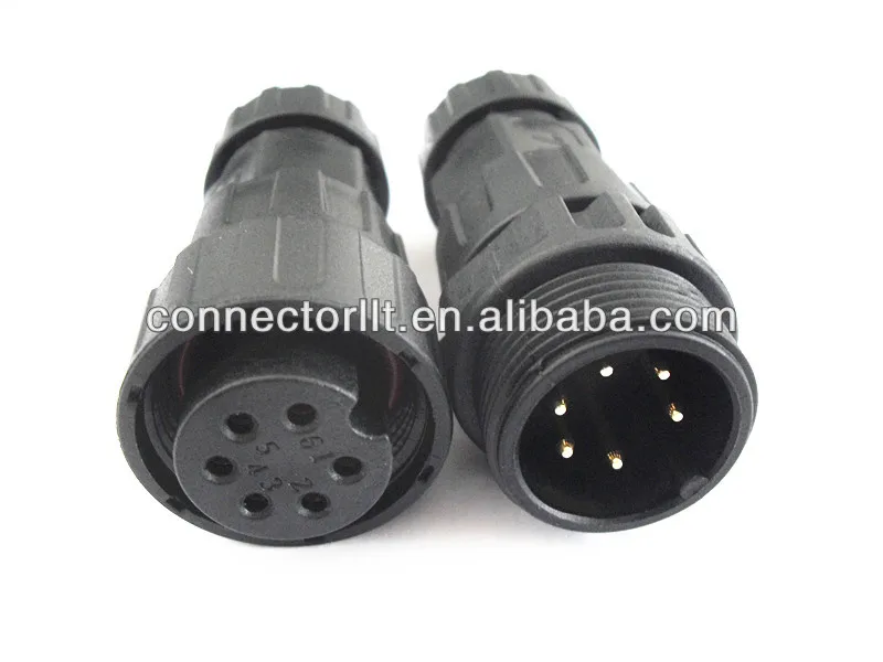 LLT M25 25amp Male Female Waterproof 6 Pin Connector