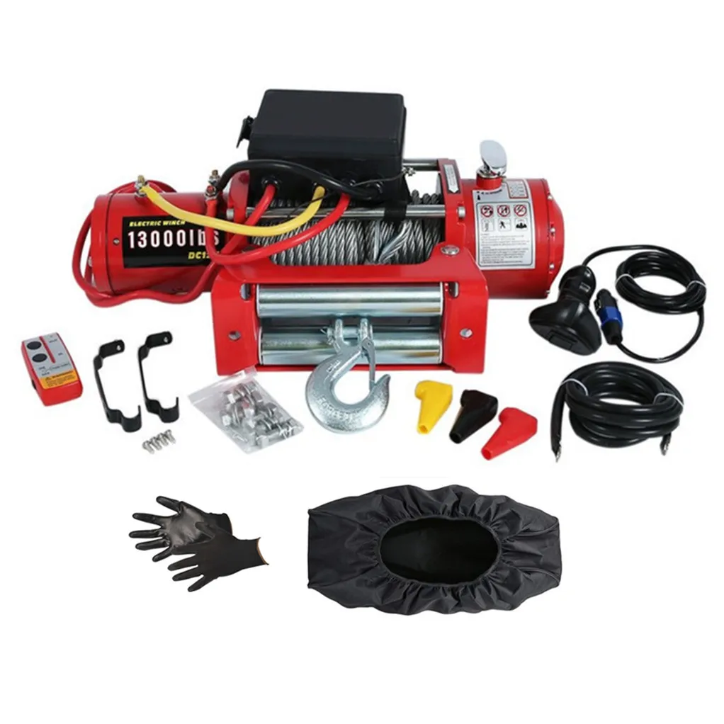 Red 12v 24v 13000lbs Electric Winch Set With Ce Md Certification - Buy ...