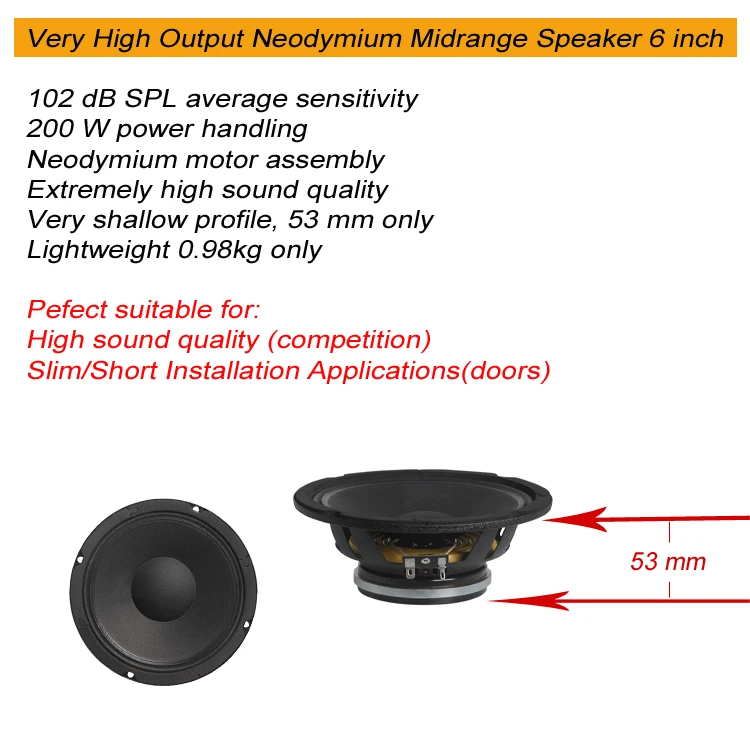 6 Inch Very High Output Neodymium Midrange Speaker For Car Audio ...