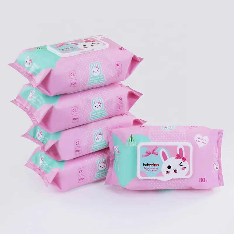 Custom Disposable 80 Counts Baby Biodegradable Skin Care Flushable Baby ...