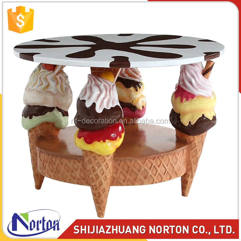 Round Large Resin Fiberglass Ice Cream Table Sculpture For Sale Ntrs ...