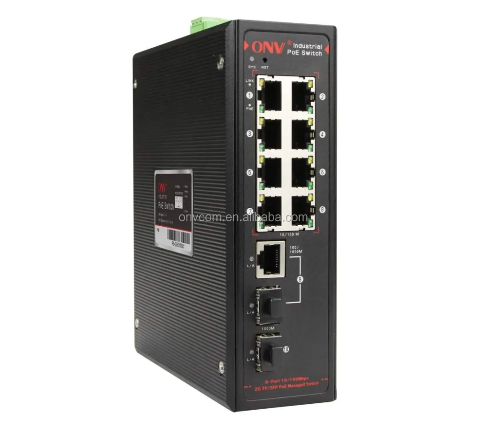 Onv Hot Selling 12v/24v/48v Dc Power Input 8 Port Industrial Poe Switch ...