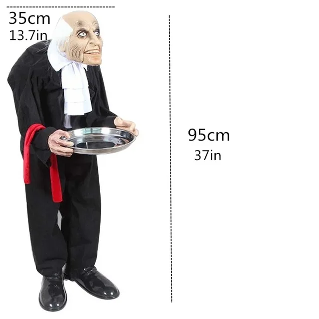Halloween Decoration Standing Bobble Head Butler With Red Led Eyes ...
