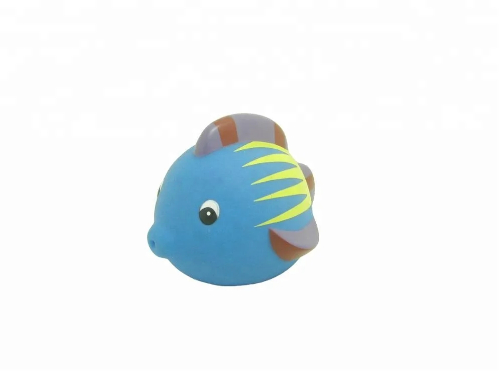 Custom Unique Blue Sea Animal Small Floating Squirt Rubber Fish Toy For ...