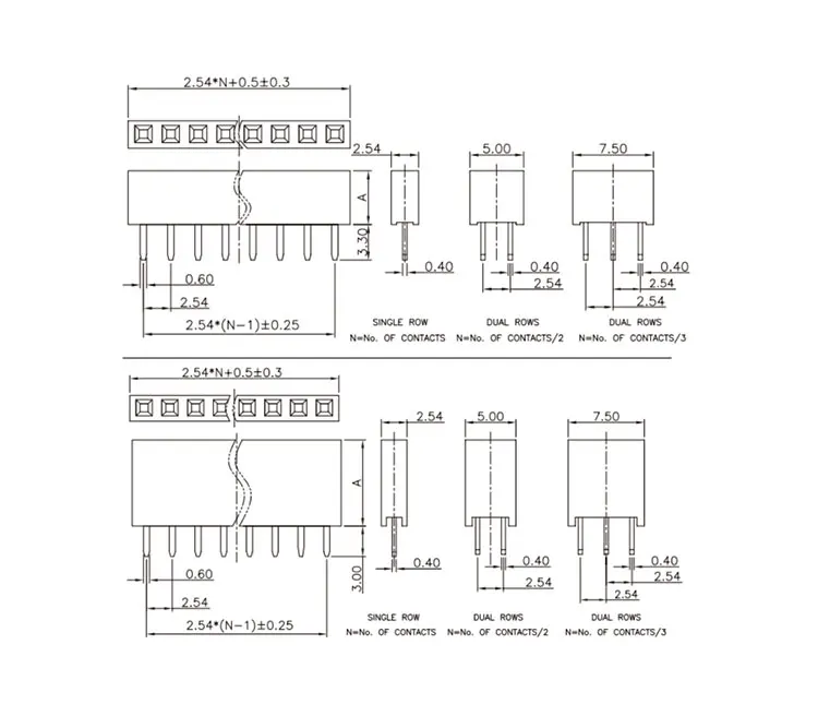2.54mm single row male female pin header| Alibaba.com