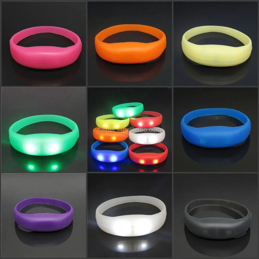 Oem Logo Silicone Led Wristband Sound Activated Flashing Light Up Led ...