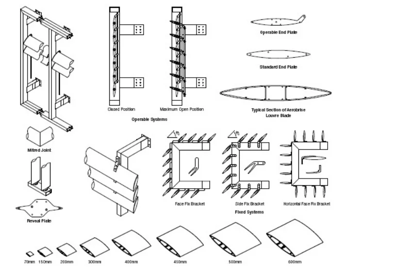 Sound Absorption Flexible Combination Aerofoil Sun Louver