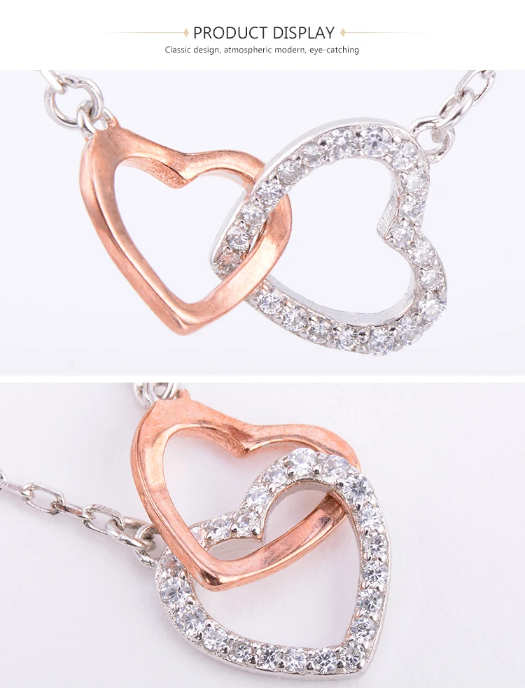 Double Heart Pendant Necklace Sterling Silver Jewelry - Buy Sterling ...