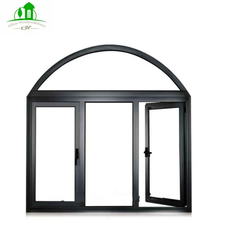 Modern French House Interior with Aluminum Arched Windows