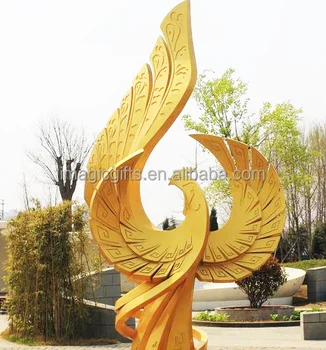 Golden Phoenix Animal Bird Fiberglass Garden Sculpture Statue - Buy ...