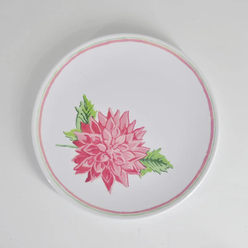 White Flower Design Simple Round Food Plate - Buy Round Food Plate ...