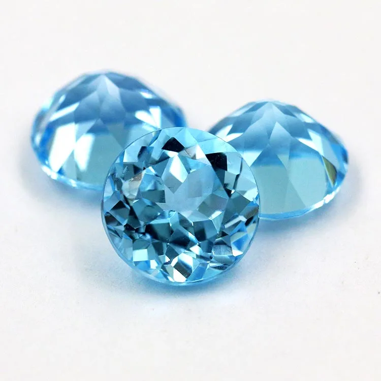 Natural Round Shape 10mm Sky Blue Topaz Lose Gemstones For Jewelry ...