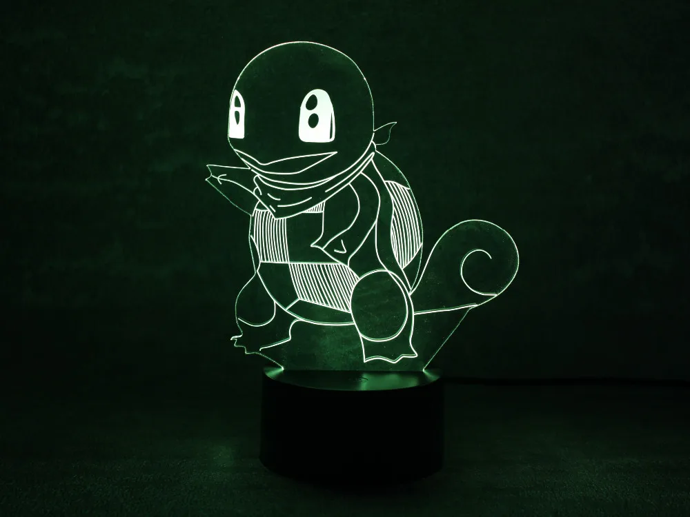 Pokemon Go Squirtle 3d Night Light 7 Color Change Led Desk Lamp Touch ...