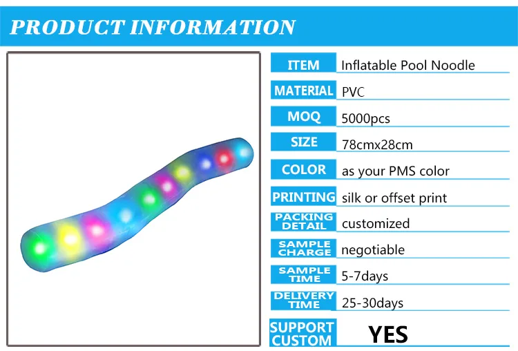 Heavy Duty Vinyl Inflatable Pool Noodle With Built-in Led Lights Water ...