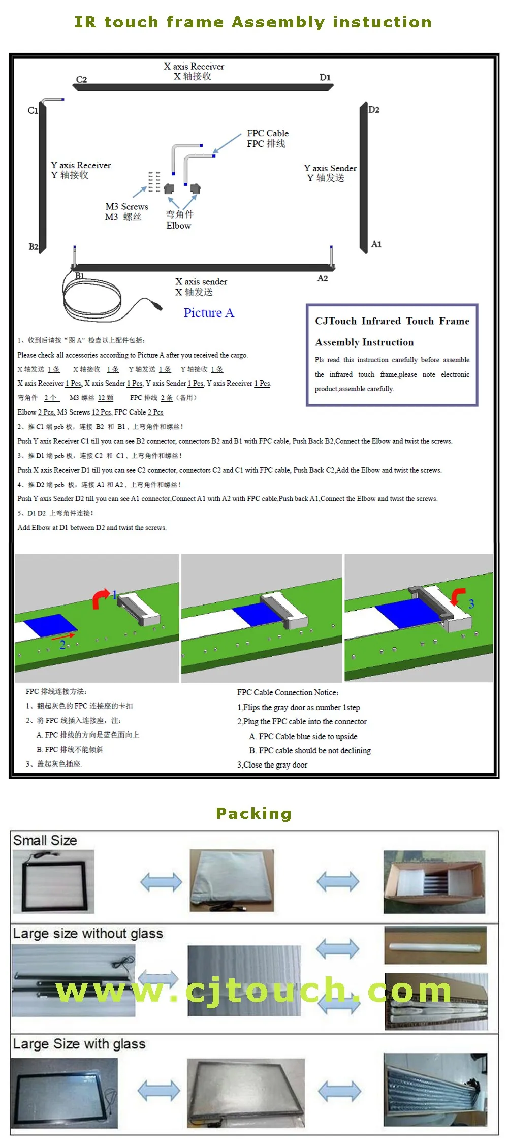 50 Inch IR Infrared Touchscreen - Multi Touch Overlay Kit
