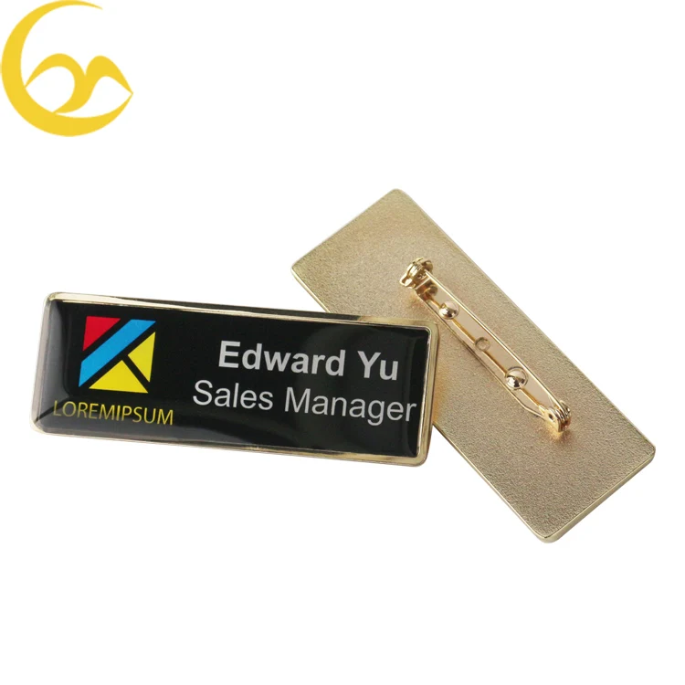 Zinc Alloy Doming Logo Metal Name Badge Name Plate Badges With Safety ...