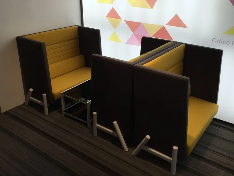Customized High Back Meeting Booth Office Meeting Sofa With Metal Base ...