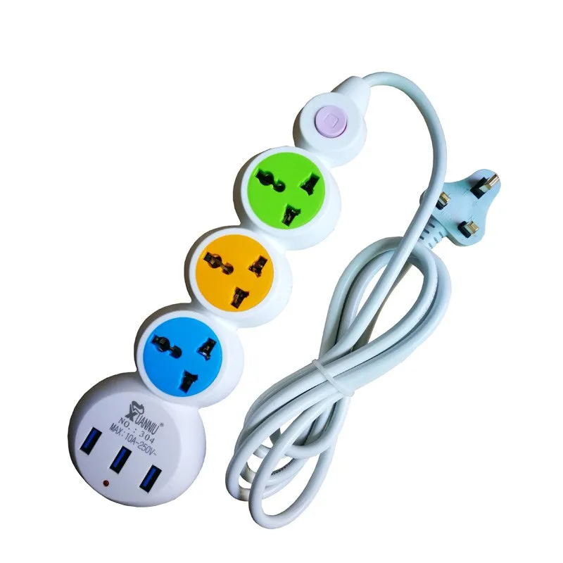 Universal 8 Outlet European Plug Power Strip Electrical Extension 2 Usb ...
