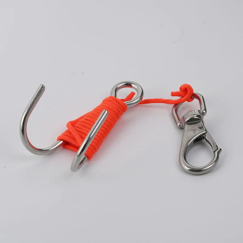 Scuba Diving Stainless Steel Reef Drift Hook With Line And Ss Clip For ...