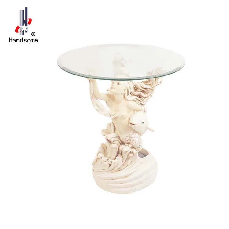 Resin Mermaid Statue Glass Coffee Table - Buy Mermaid Statue,Coffee ...