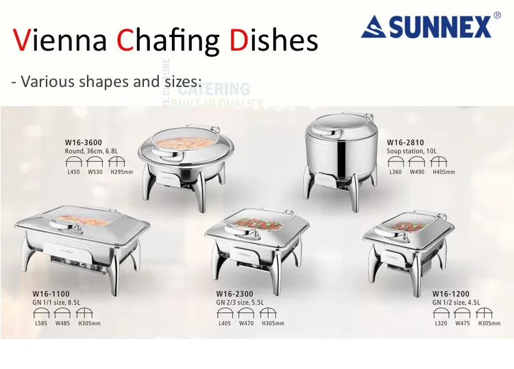 Sunnex Catering Chafer Food Warmer - 4.5LTR Capacity