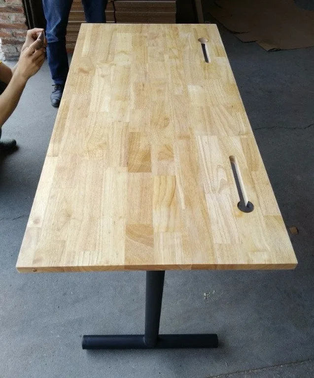Custom-made Office Desk - Solid Wood Top & Metal Legs