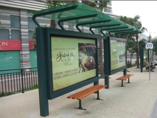 Galvanized Bus Stop Shelter With Scrolling Advertising Billboard - Buy ...