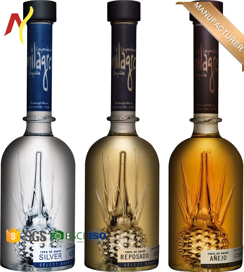 Tequila 375ml 500ml 750ml 1000ml 1250ml Custom Tequila Glass Bottle ...
