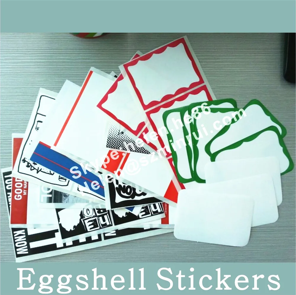Custom Printed Eggshell Stickers With Design,10x10cm Size Black Ink ...