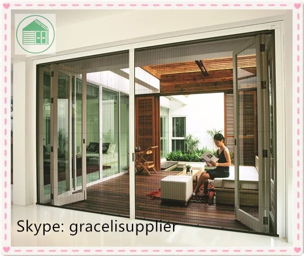 Anti-insect Waterproof Trackless Accordion Screen Door With Pp Mesh ...