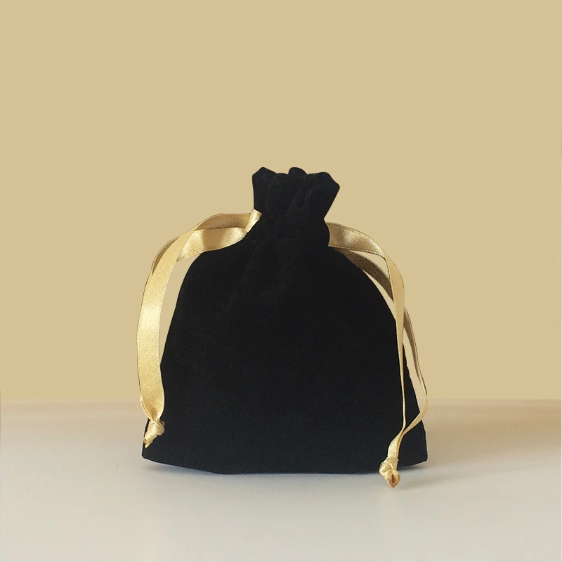 High Quality Small Jewelry Black Velvet Drawstring Bag Promotional ...