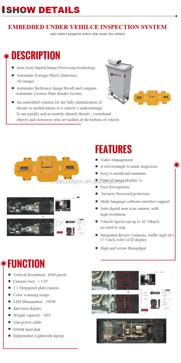 Area Scan Under Vehicle Scanner Explosive Inspection Machine Under Car ...