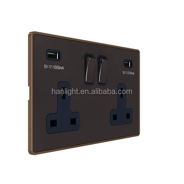 Uk Type 2 Gang Switched Usb Socket - Buy Usb Socket,Uk Type Usb Socket ...