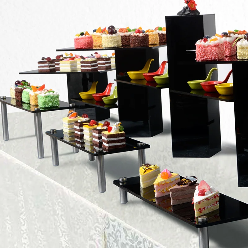 Multilevel Black Acrylic Wedding Cake Stand Set for Hotels ...