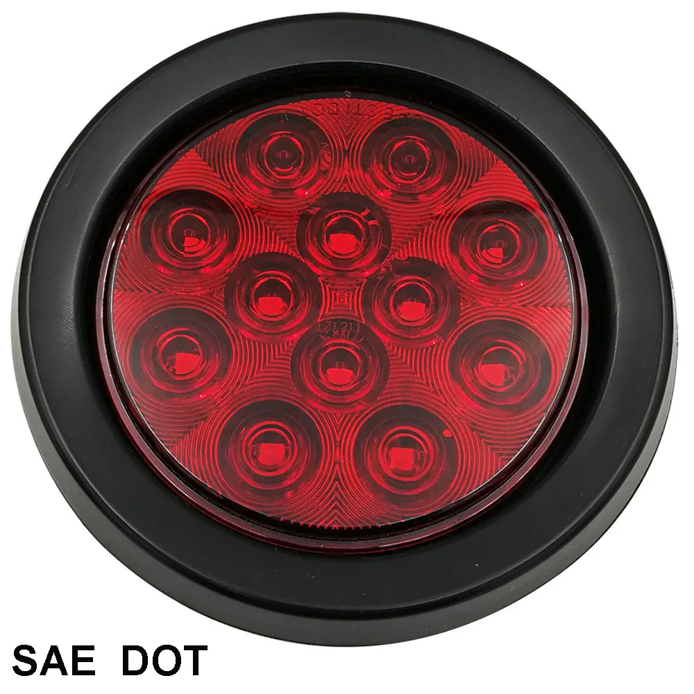 4 Inch Round LED Trailer Tail Lights - Grommet Mount for Kenworth ...