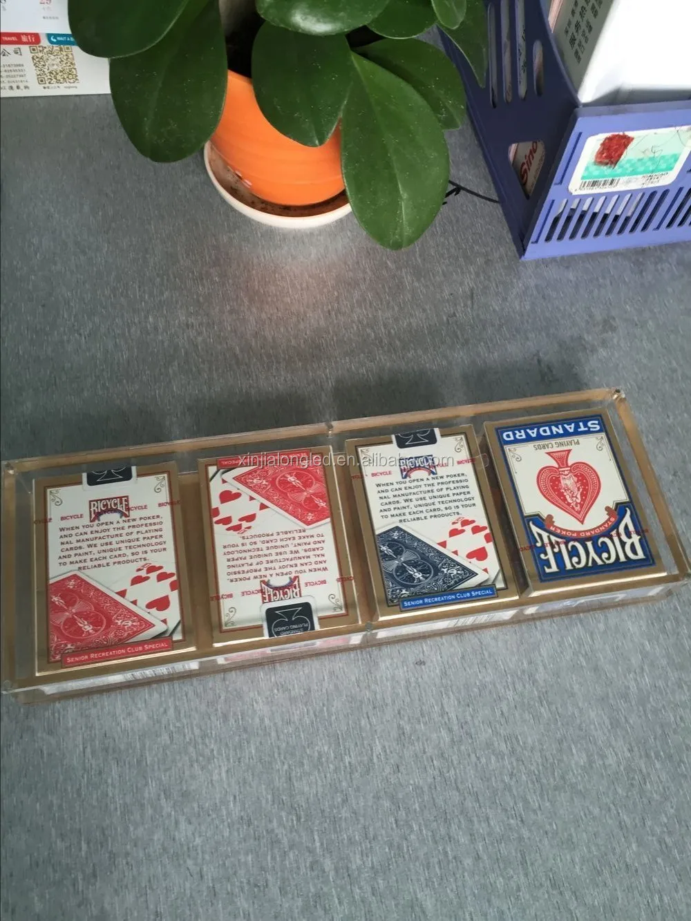 Clear 2 Pair Deck Container Lucite Perspex Poker Storage Box Acrylic ...