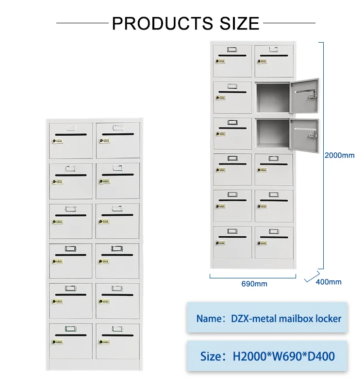 Steel Wall Mounted Mailbox Electronic Locker Letter Box Apartment Metal ...