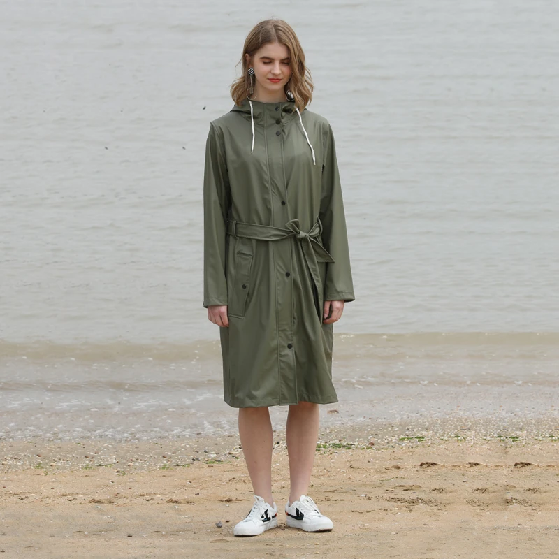 Lady Fashion Handmade 100%pu Raincoats Knitted Long Rain Coat For Woman ...