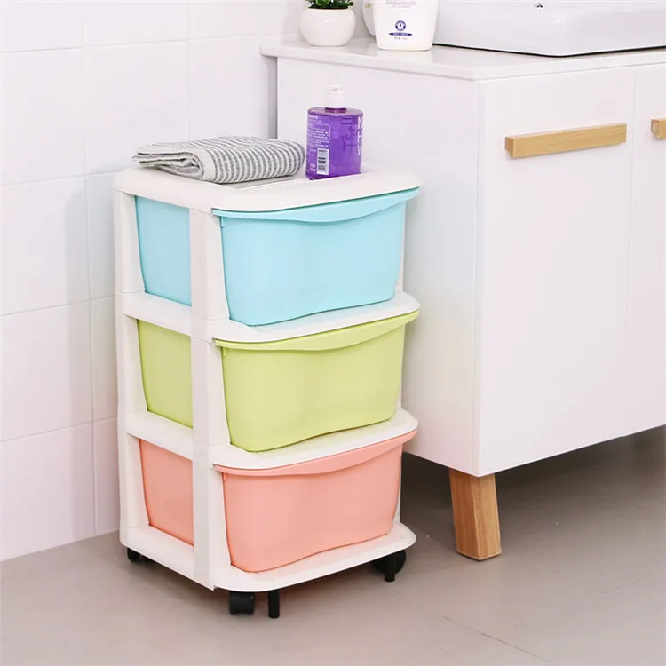 5-tiers Baby Stackable Plastic Storage Drawers With Wheel - Buy Plastic ...