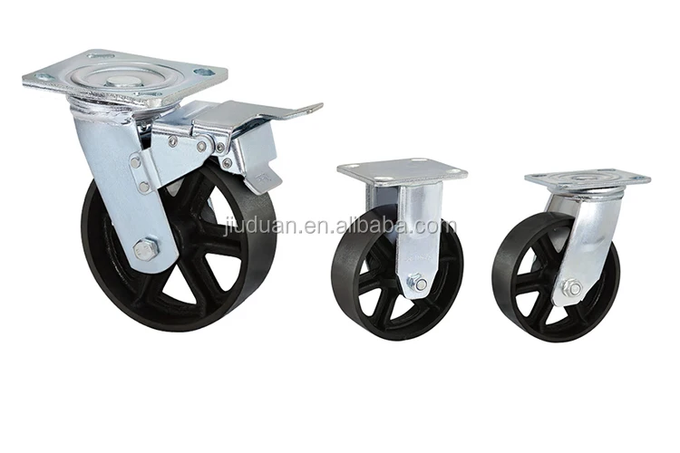 200mm Heavy Duty Caster Wheel With Lock Swivel Cast Iron Caster Wheels ...