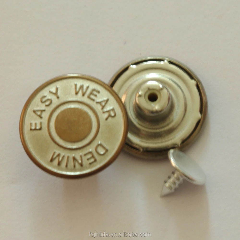 20mm 15mm Metal 65 Brass Copper Tin Color Jeans Shank Button For Denim ...
