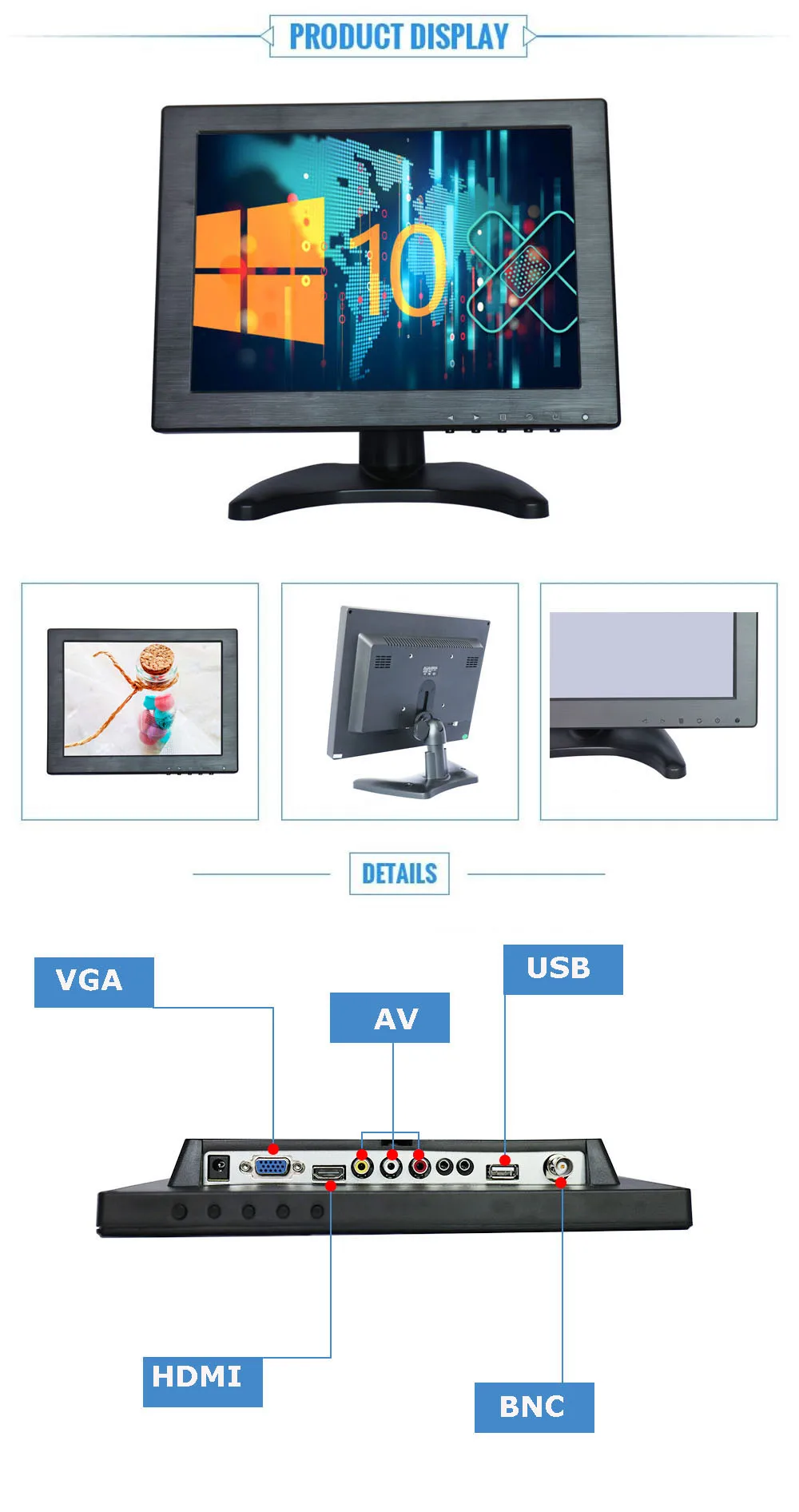 Cheap 10.4 Inch Tft Lcd Color Monitor Vga Display Cctv Security Monitor ...