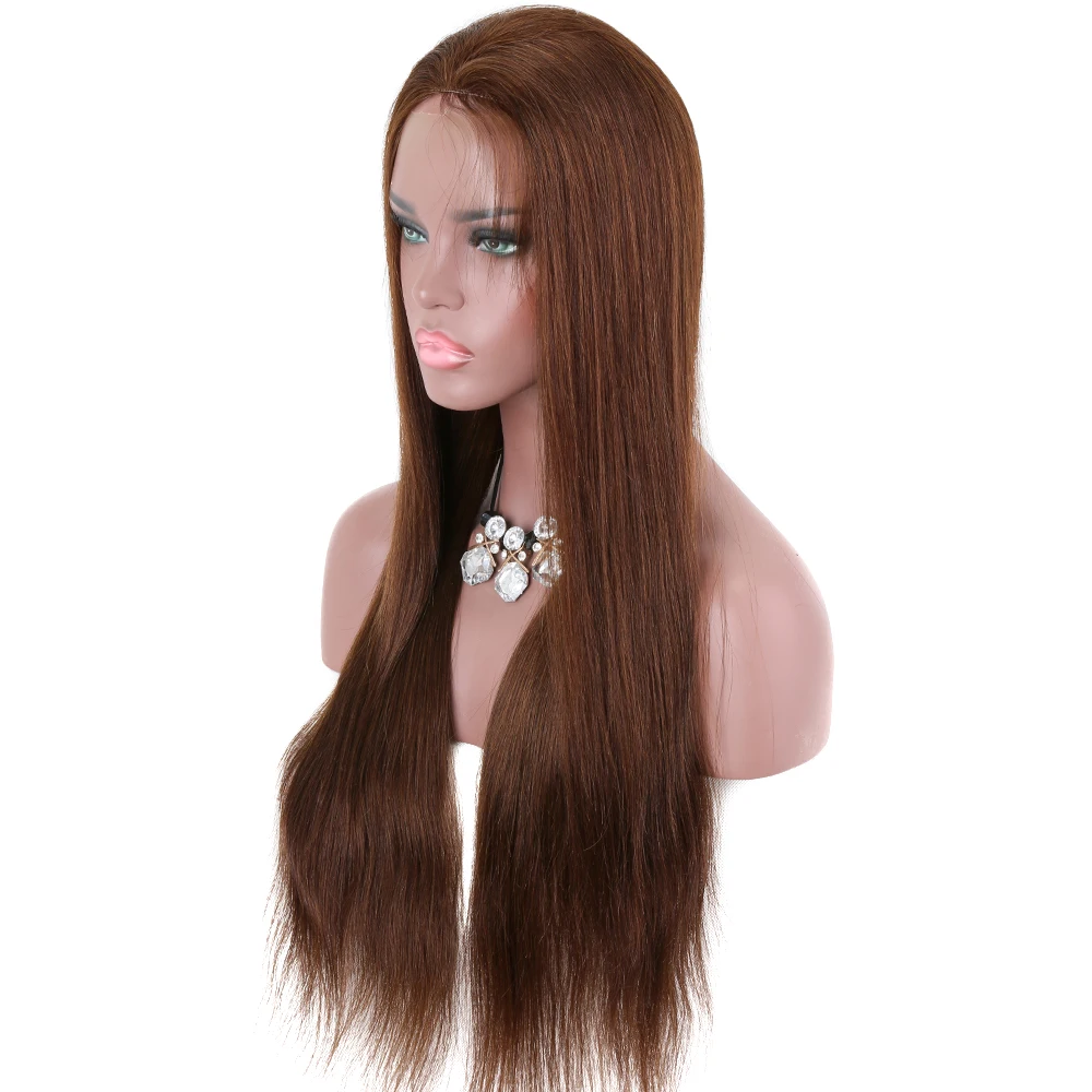 Brown 4# Color Full Lace Wig 100% Human Hair Light Brown Lace Full Lace ...