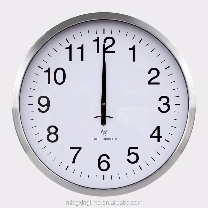 Jam Dinding Logam Bulat Ukuran Besar 50cm Radio Kontrol Dcf/msf/jjy ...
