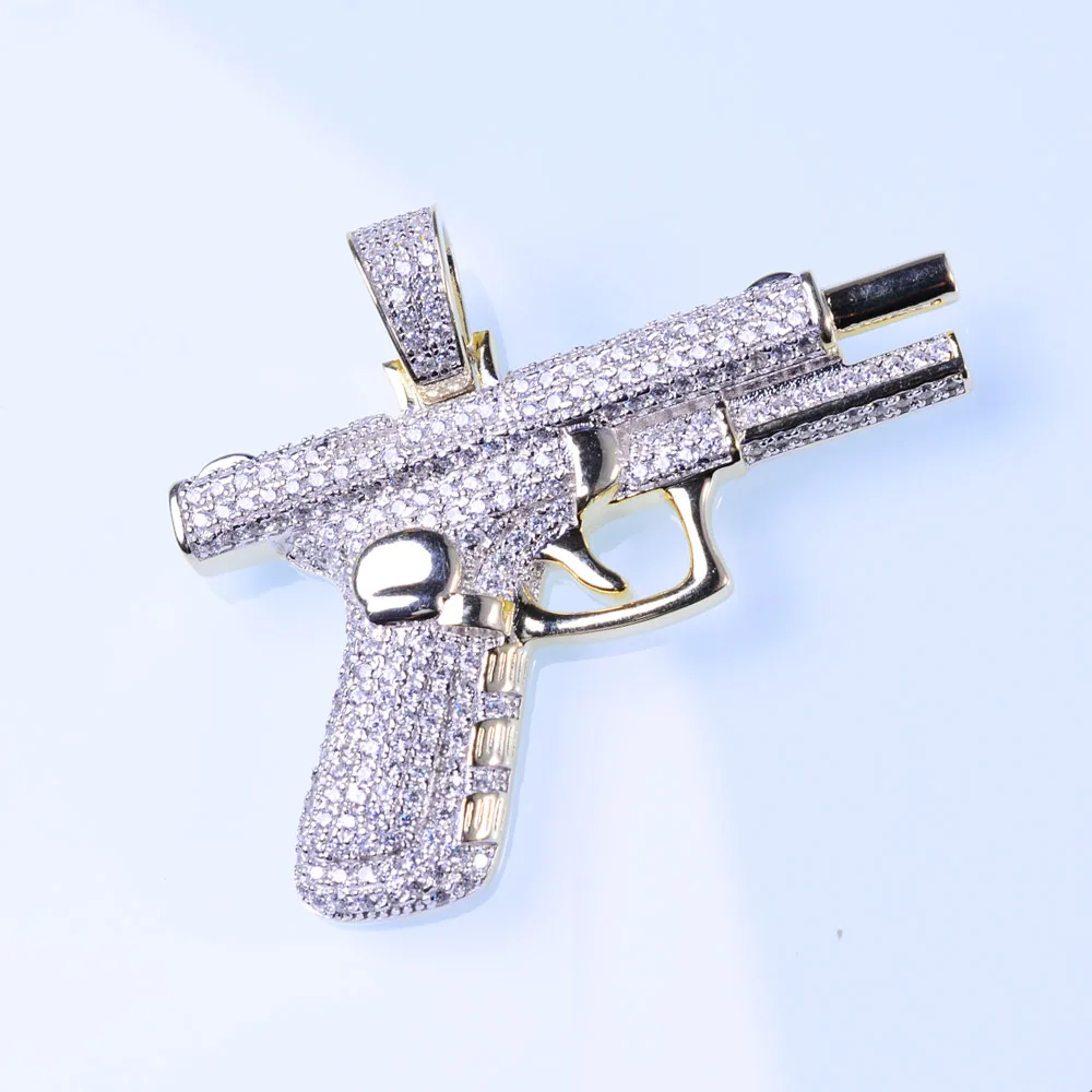 Wholesale 18k Gold Iced Out Glock Pendant for Boys Gift