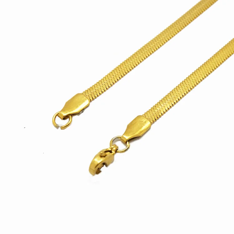 Kalung Rantai Ular Herringbone Datar Pria,Kalung Rantai Baja Tahan ...
