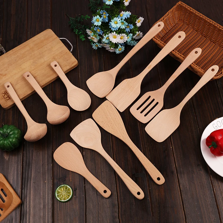 Bamboo Wood Kitchen Utensils - Sustainable Cooking Tools