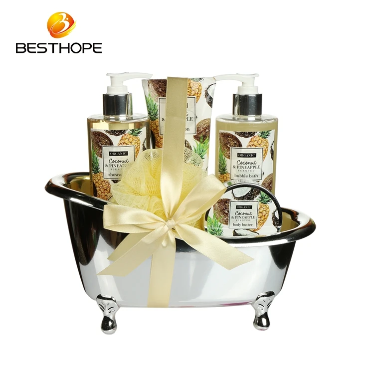 Hot Sale Oem Coconut Spa Shower Gel Skin Care Gift Bath Set In Bathtub ...