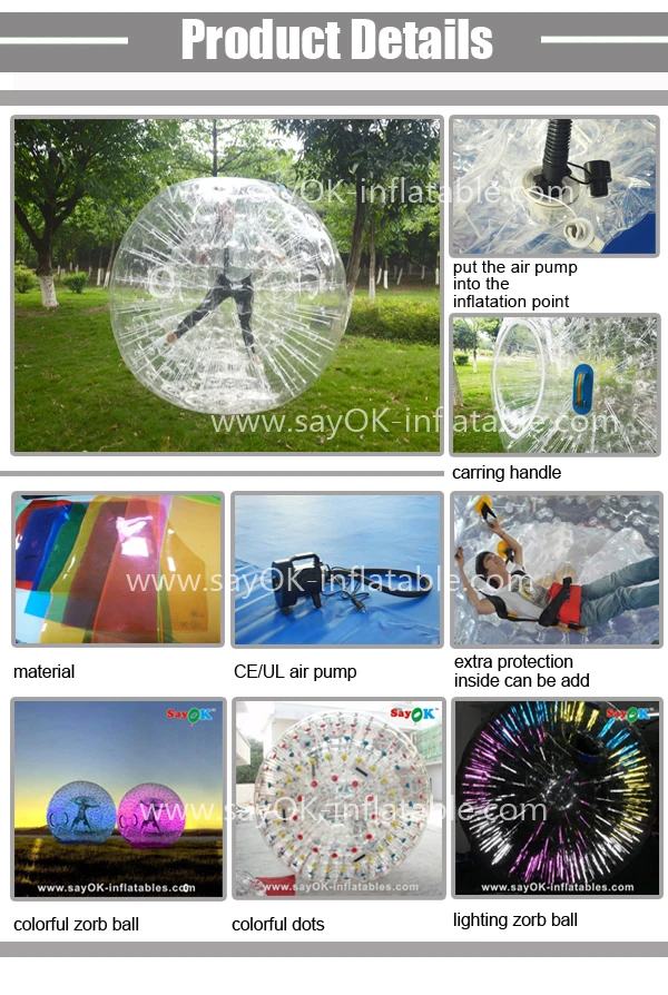 Cheap Kids Adults Inflatable Human Sized Hamster Ball Zord Ball for Sale