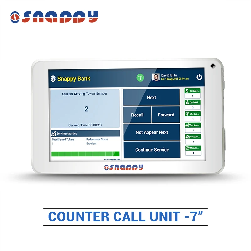 7inch Queued Ticket Monitoring Counter Call Unit with Android App